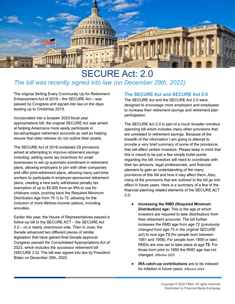 SECURE Act 2.0 Financial Media Exchange, LLC.